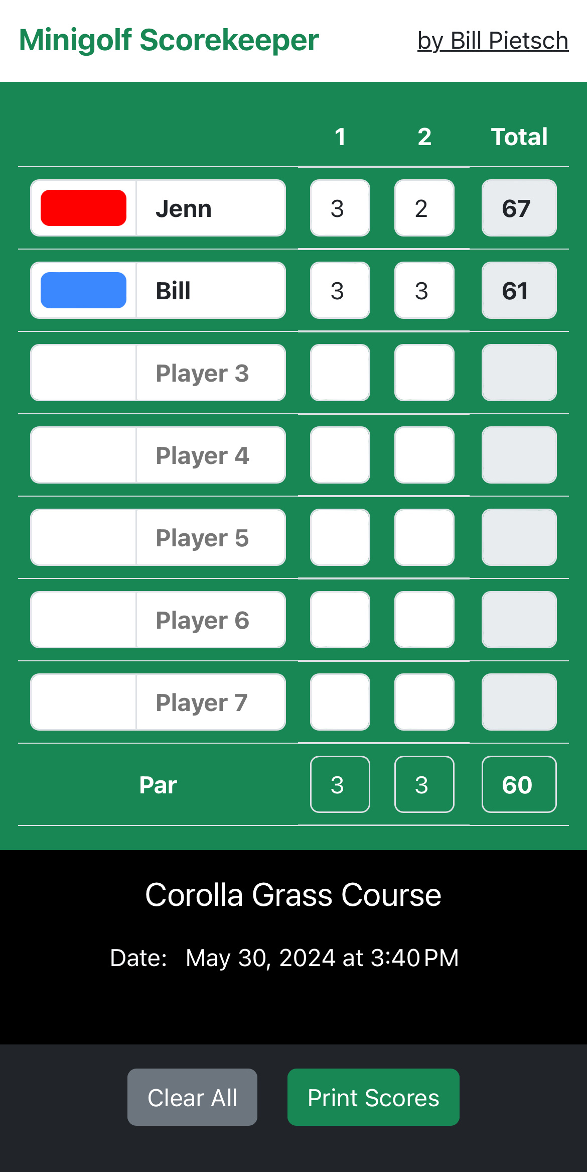 Minigolf Scorekeeper – Keep track of your mini golf scores with this ...